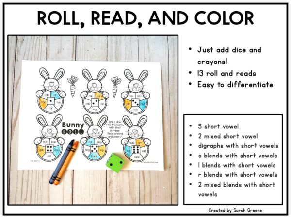 Short Vowel (CVC), Digraphs & Blends Roll & Read Game | Made By Teachers