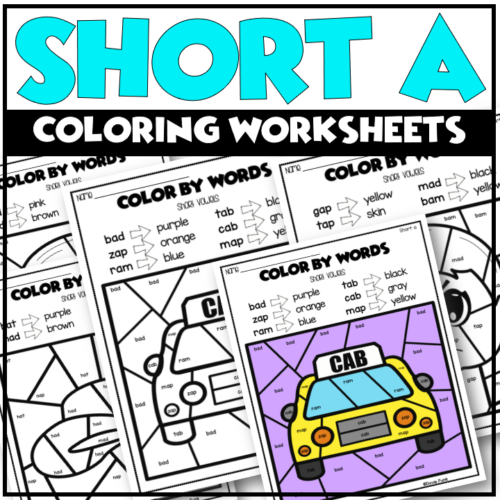 Short Vowel Color by Code Coloring Worksheets | Short a | Made By Teachers
