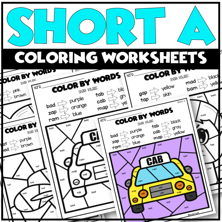 Short Vowel Color by Code Coloring Worksheets | Short a | Made By Teachers