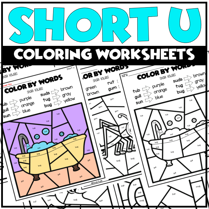 Short Vowel Color by Code Coloring Worksheets | Short u | Made By Teachers