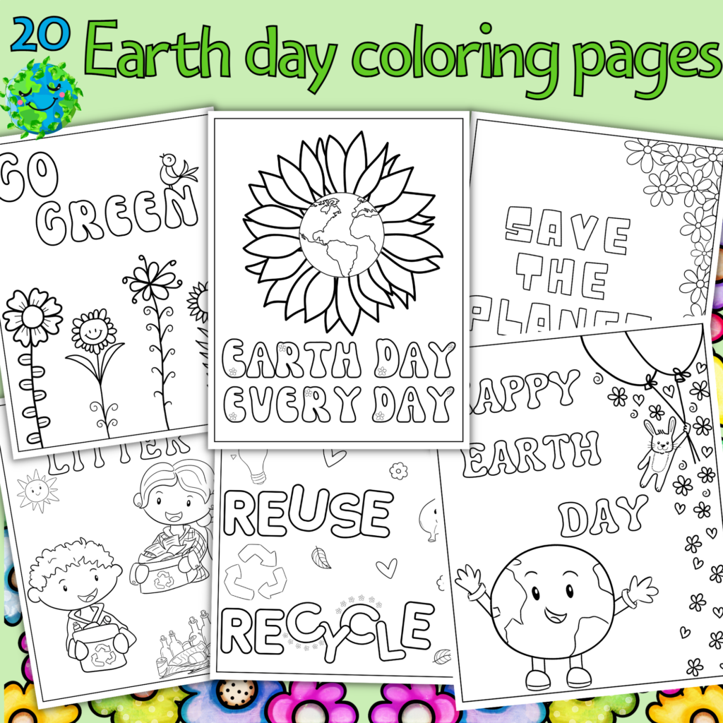 Earth day coloring pages, 20 coloring pages, April activities | Made By ...