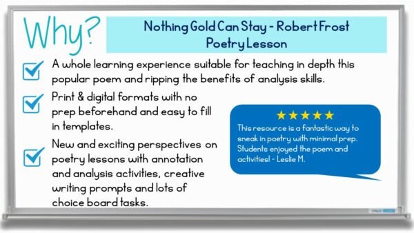 Poetry Lesson - Nothing Gold Can Stay by Robert Frost - Print and ...