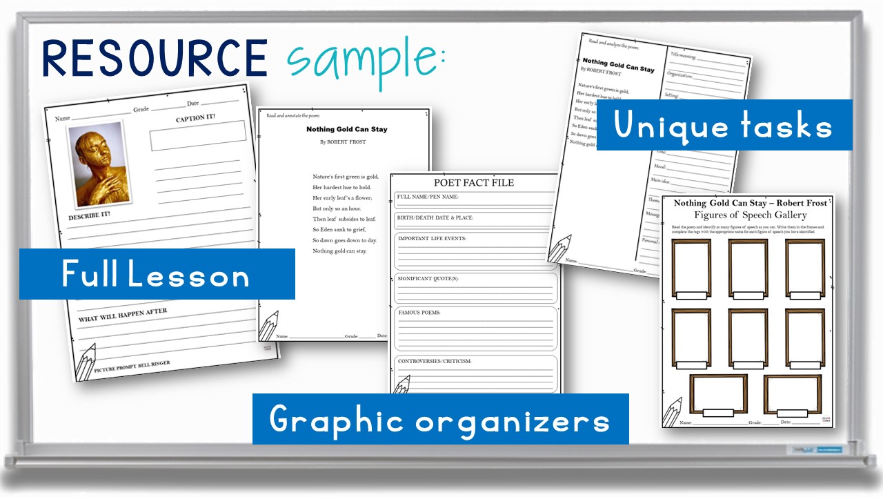 Poetry Lesson - Nothing Gold Can Stay by Robert Frost - Print and ...