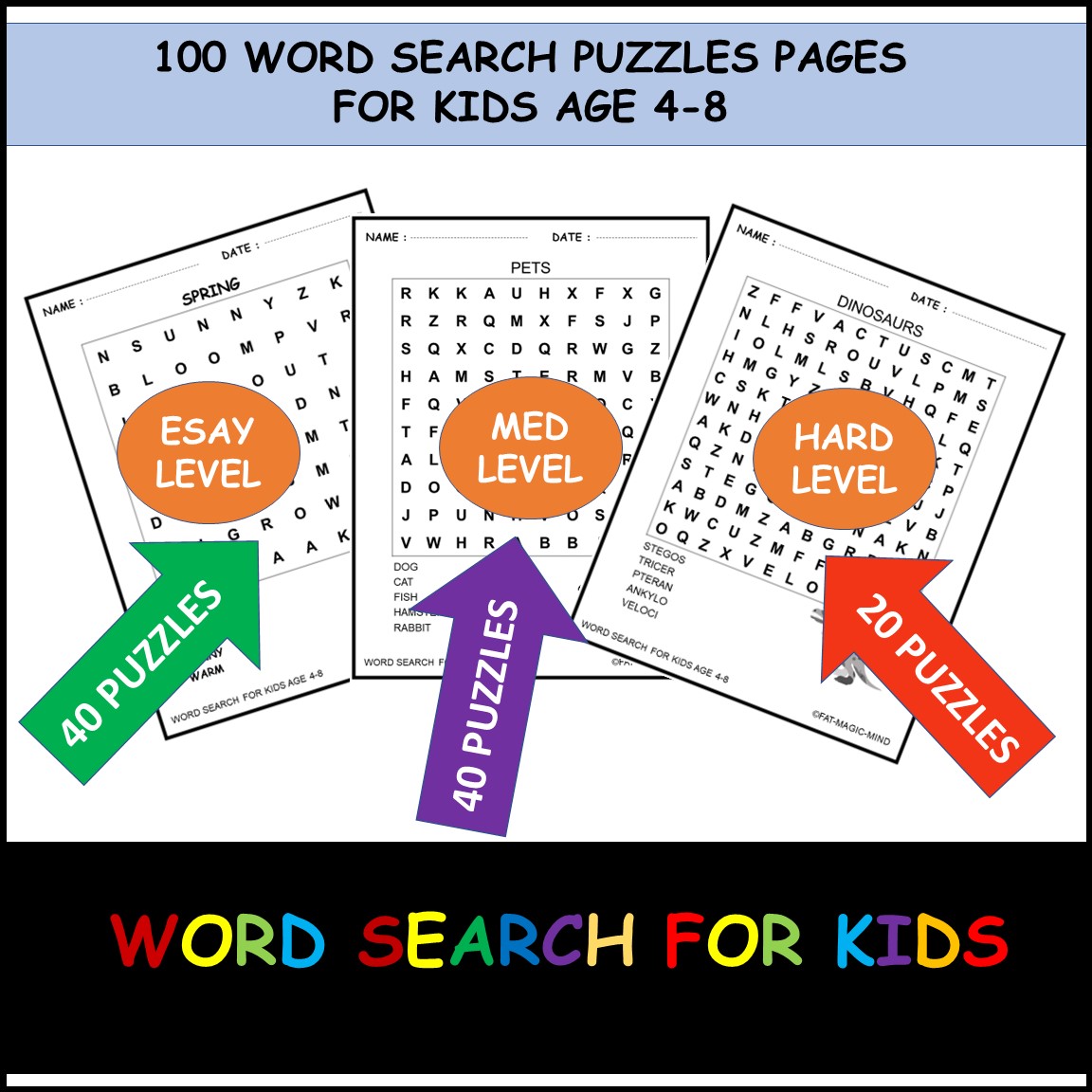 Word search for kids age 4-8 100 puzzles | Made By Teachers
