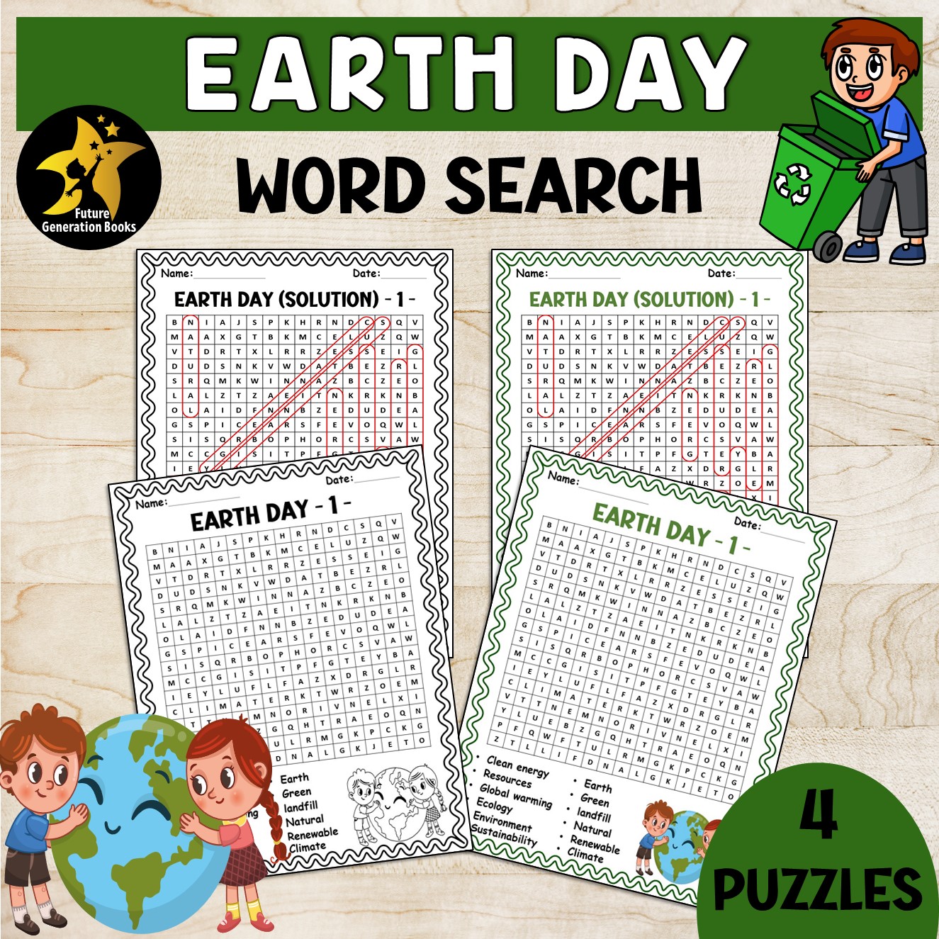 EARTH DAY Word Search Puzzles Worksheet Activities April Word Search ...
