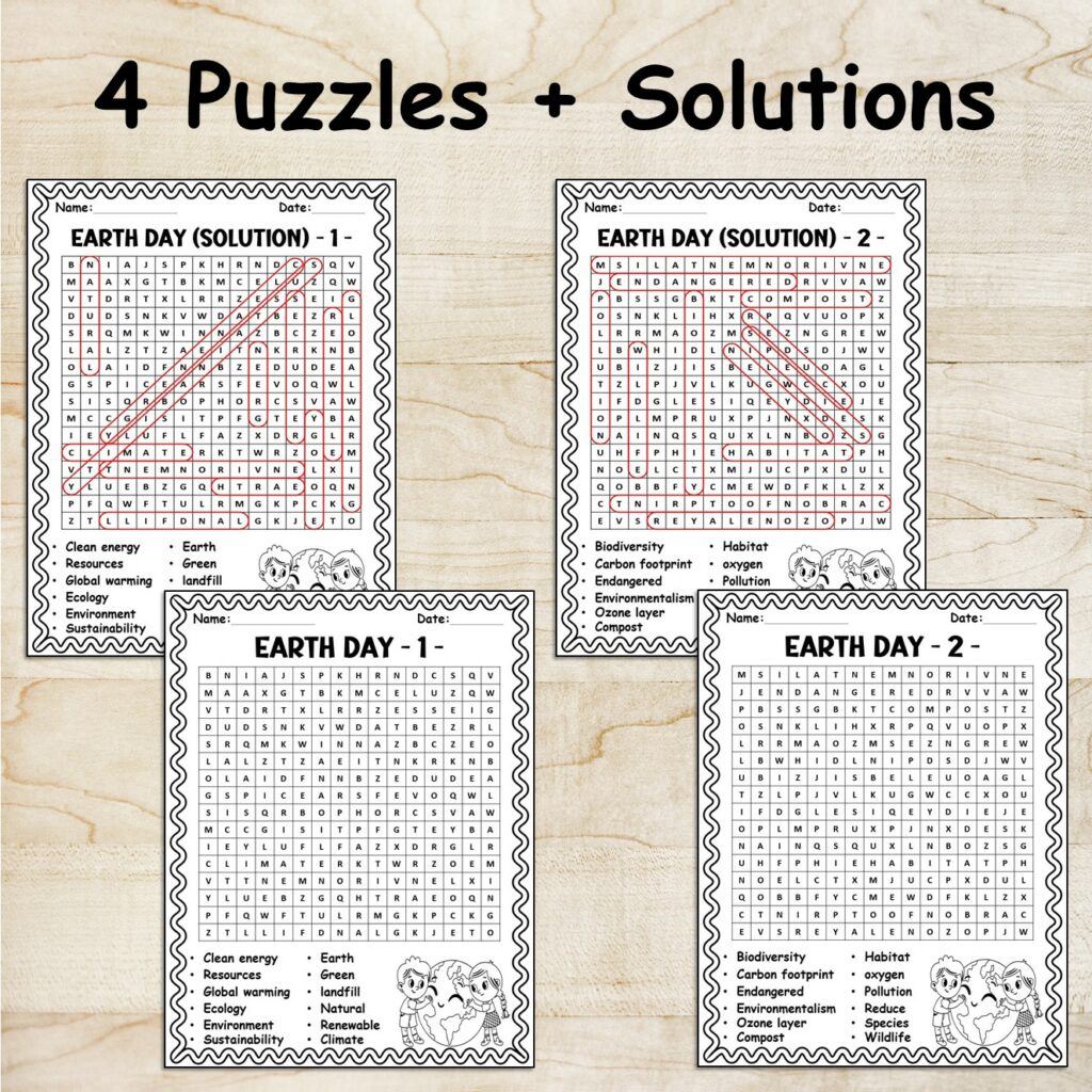 EARTH DAY Word Search Puzzles Worksheet Activities April Word Search ...