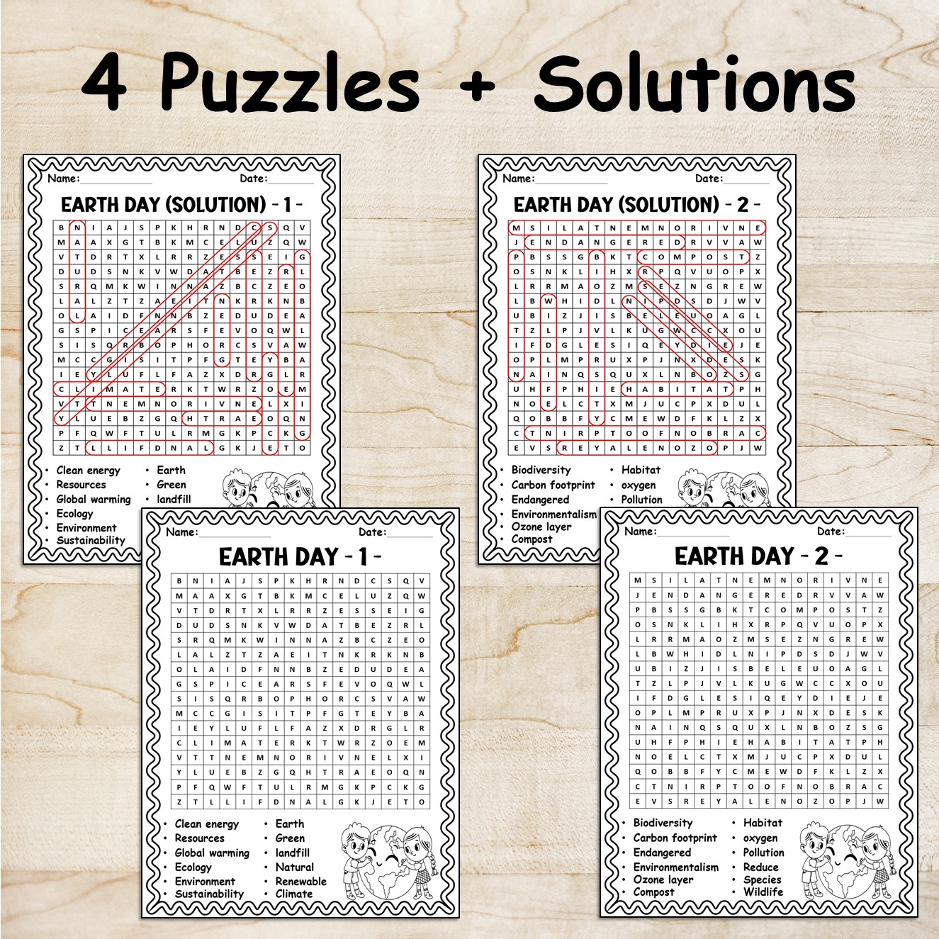 EARTH DAY Word Search Puzzles Worksheet Activities April Word Search ...