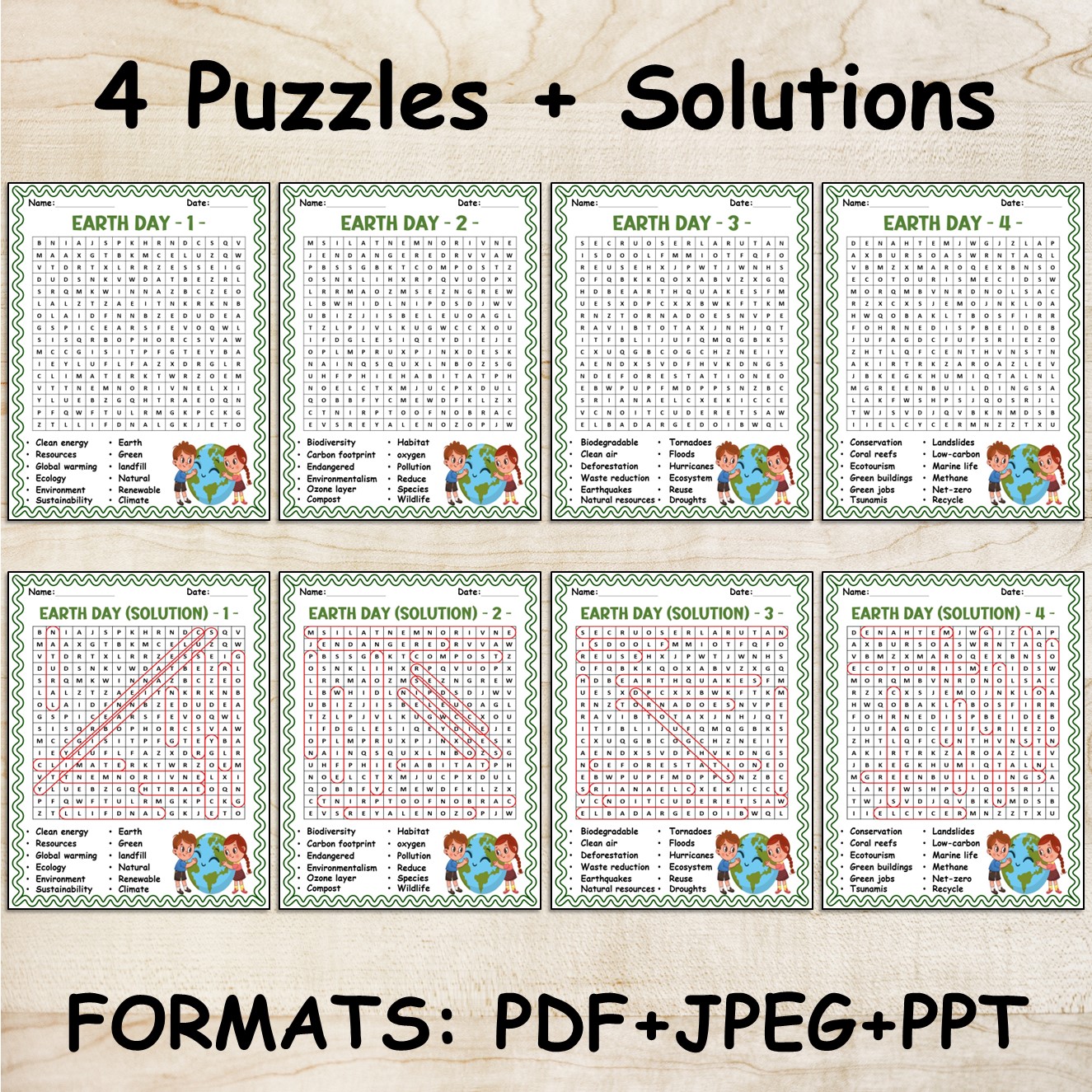 EARTH DAY Word Search Puzzles Worksheet Activities April Word Search ...