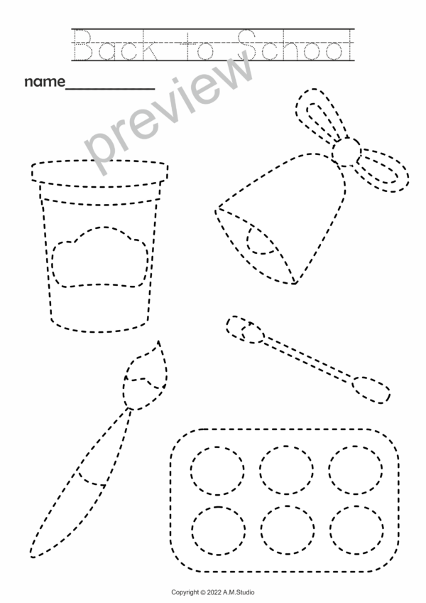 Back to School Picture Tracing Activities | Trace and Color Worksheets ...