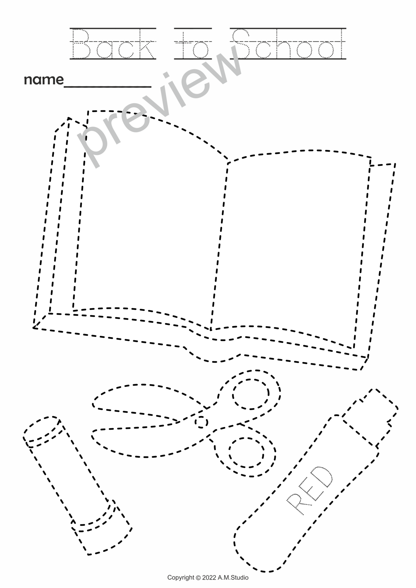 Back to School Picture Tracing Activities | Trace and Color Worksheets ...