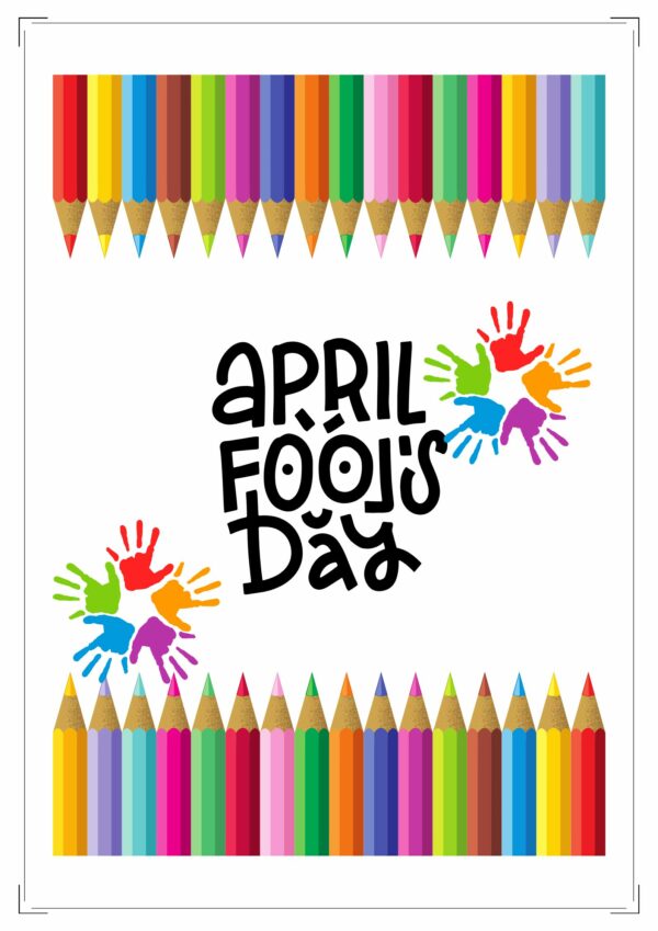 coloring page featuring a jester's hat, with the words "April Fool's ...