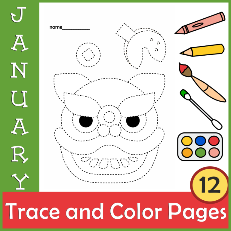 Chinese New Year Trace and Color Pages | Made By Teachers