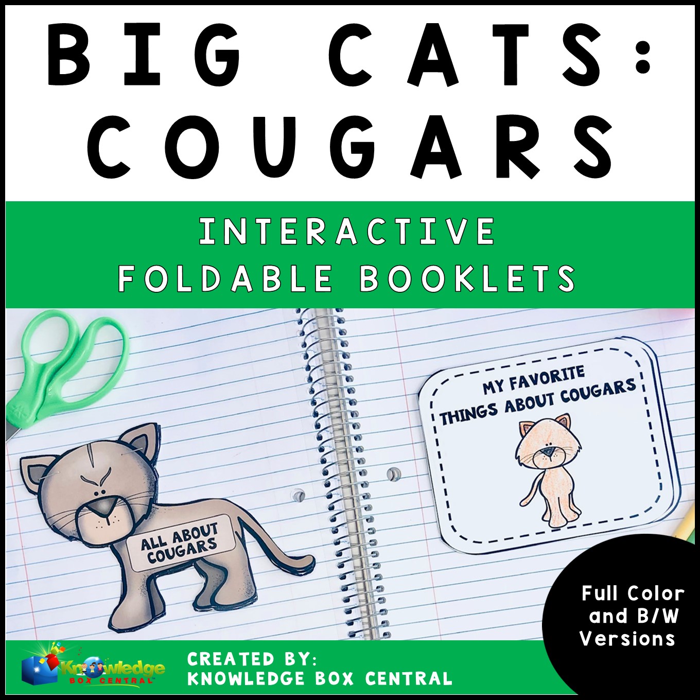 Big Cats: Cougars Interactive Foldable Booklets | Made By Teachers