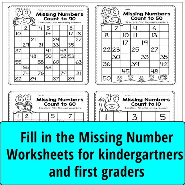 Fill in the Missing Number Worksheets for kindergartners and first ...
