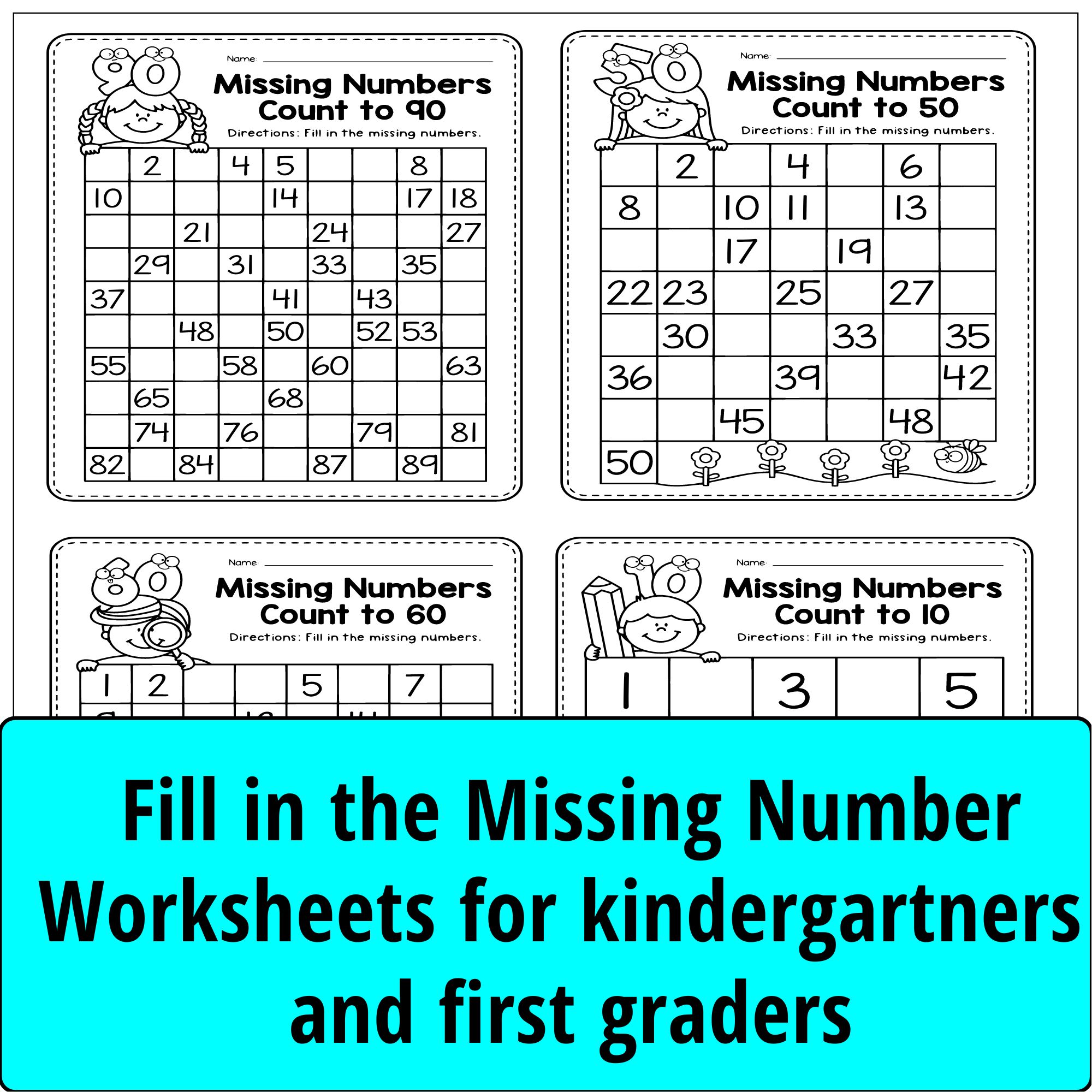 Fill In The Missing Number Worksheets For Kindergartners And First