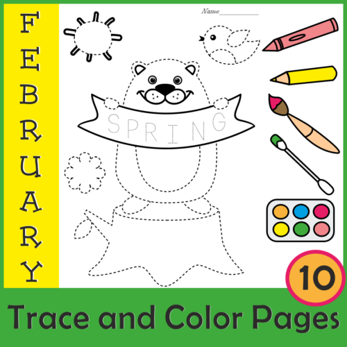 Groundhog Day Trace and Color Pages | Fine Motor Activities | Made By ...