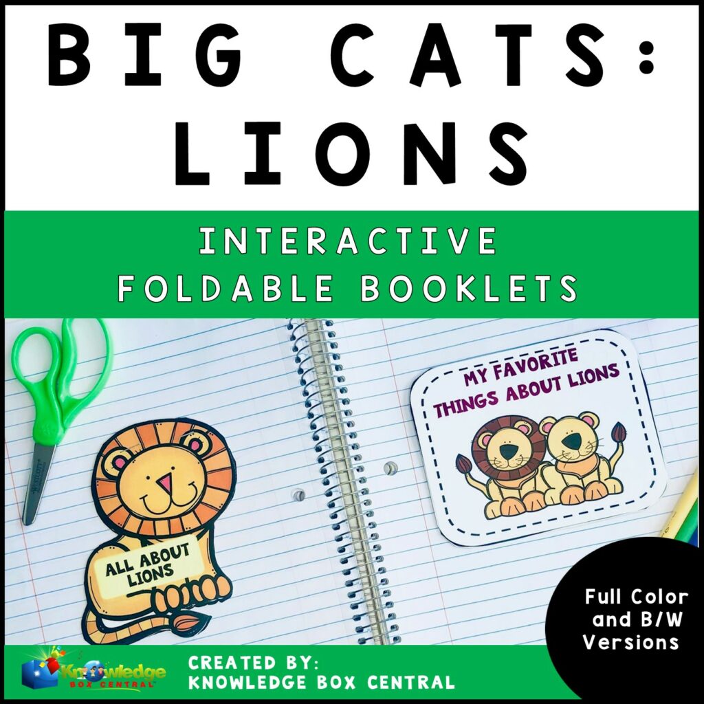 Big Cats: Lions Interactive Foldable Booklets | Made By Teachers