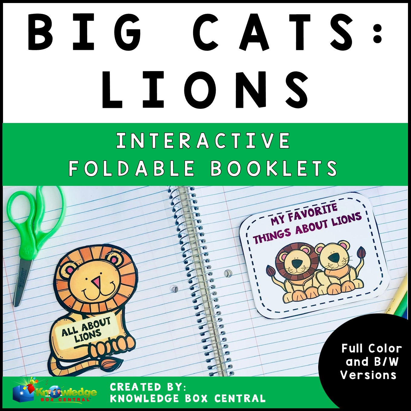 Big Cats: Lions Interactive Foldable Booklets | Made By Teachers