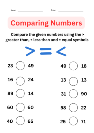 kindergarten comparing numbers worksheets for grade 1, 2, 3 | Made By ...