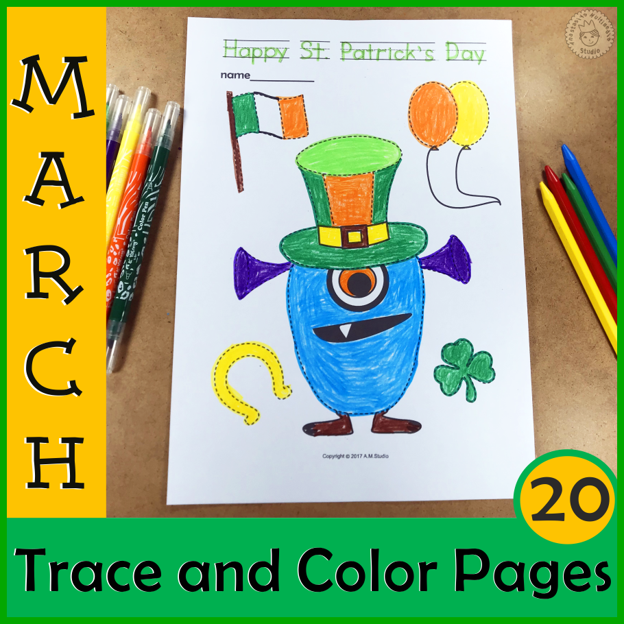 St. Patrick`s Day Picture Tracing Activities for Preschoolers | Pre ...