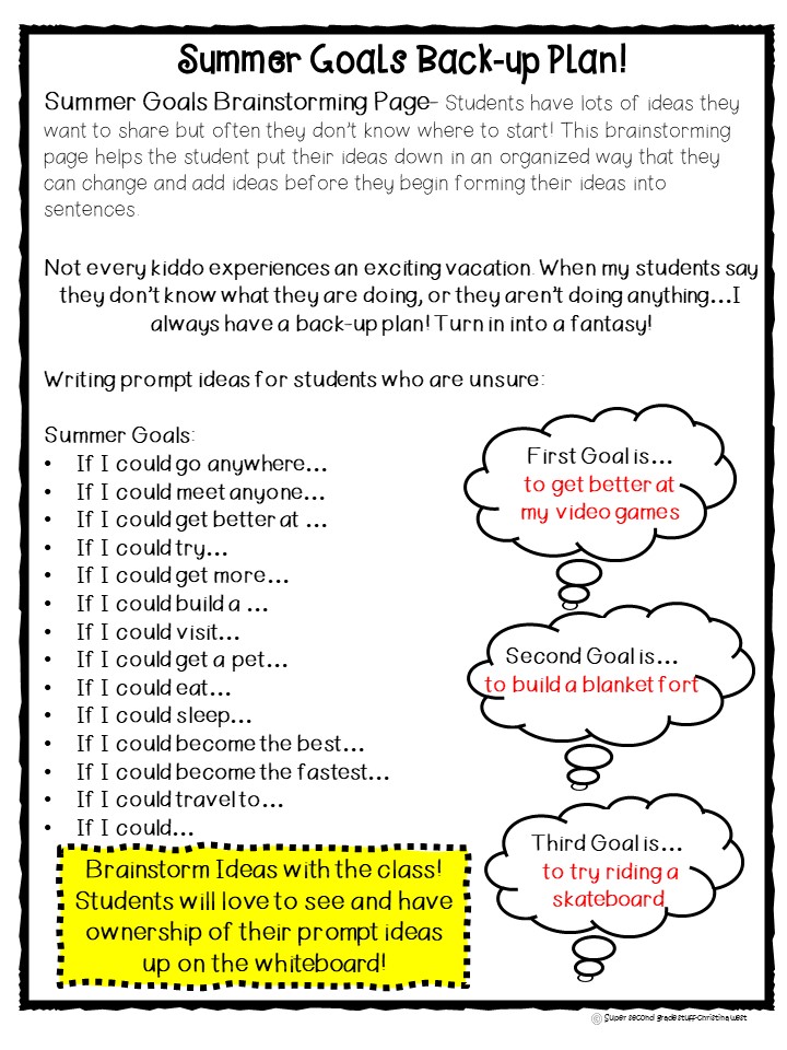Summer Goals: Writing Graphic Organizer | Made By Teachers