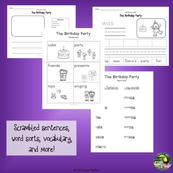 The Birthday Party - emergent reader book & activities | Made By Teachers
