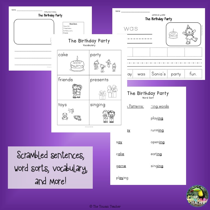 The Birthday Party - emergent reader book & activities | Made By Teachers
