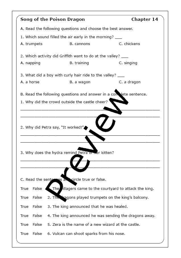 Tracey West "Song of the Poison Dragon" worksheets | Made By Teachers