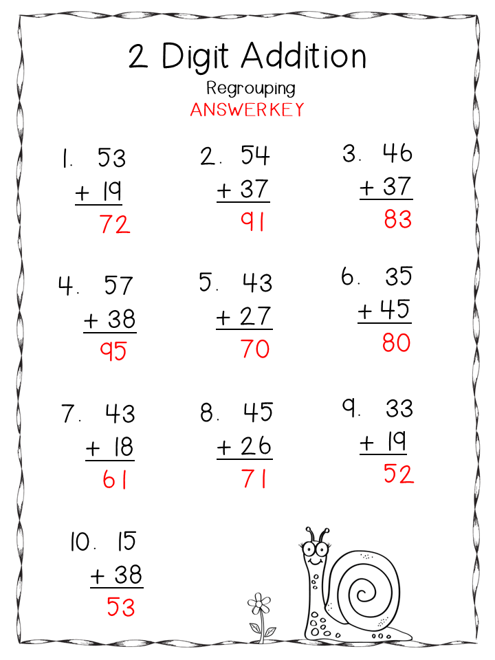 Two and Three Digit Addition Regrouping and No Regrouping Practice ...