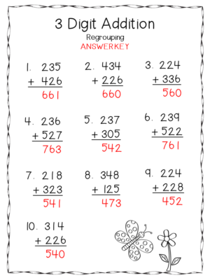 Two and Three Digit Addition Regrouping and No Regrouping Practice ...