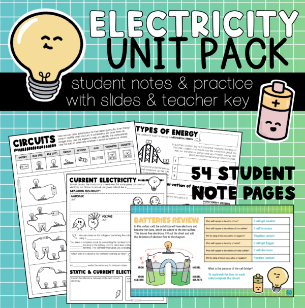 Electricity Unit Pack Notes & Practice (Alberta Science 9 Curriculum ...