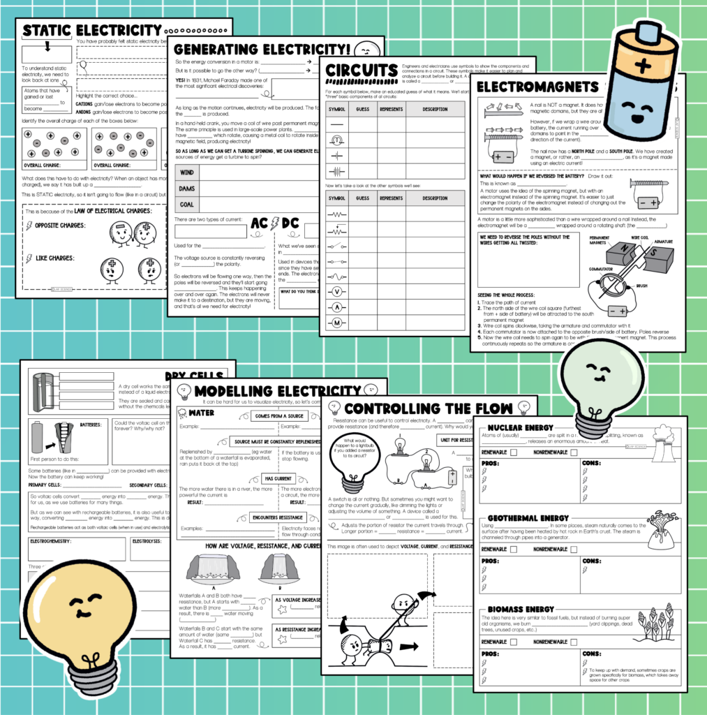 Electricity Unit Pack Notes & Practice (Alberta Science 9 Curriculum ...