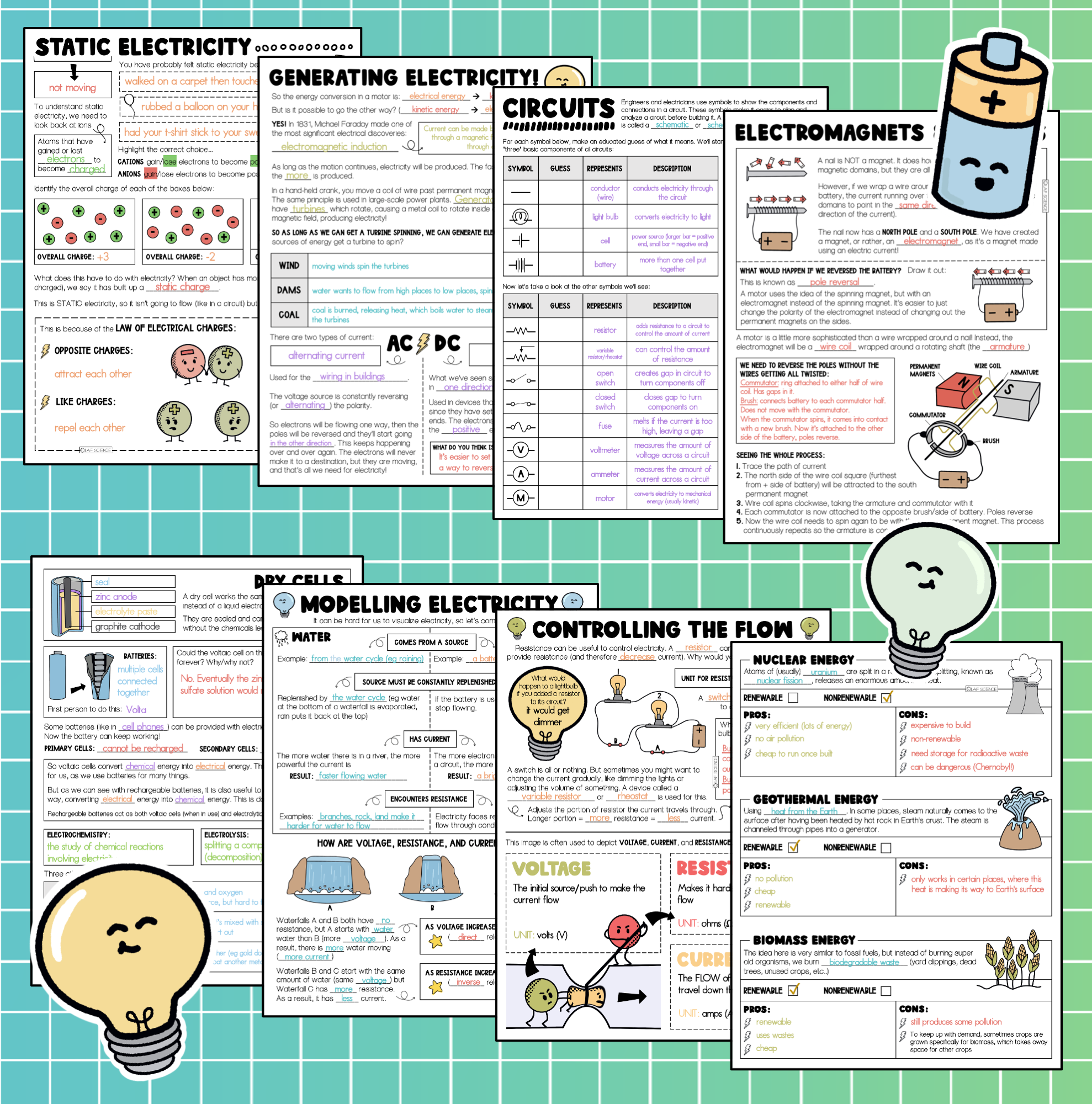 Electricity Unit Pack Notes & Practice (Alberta Science 9 Curriculum ...