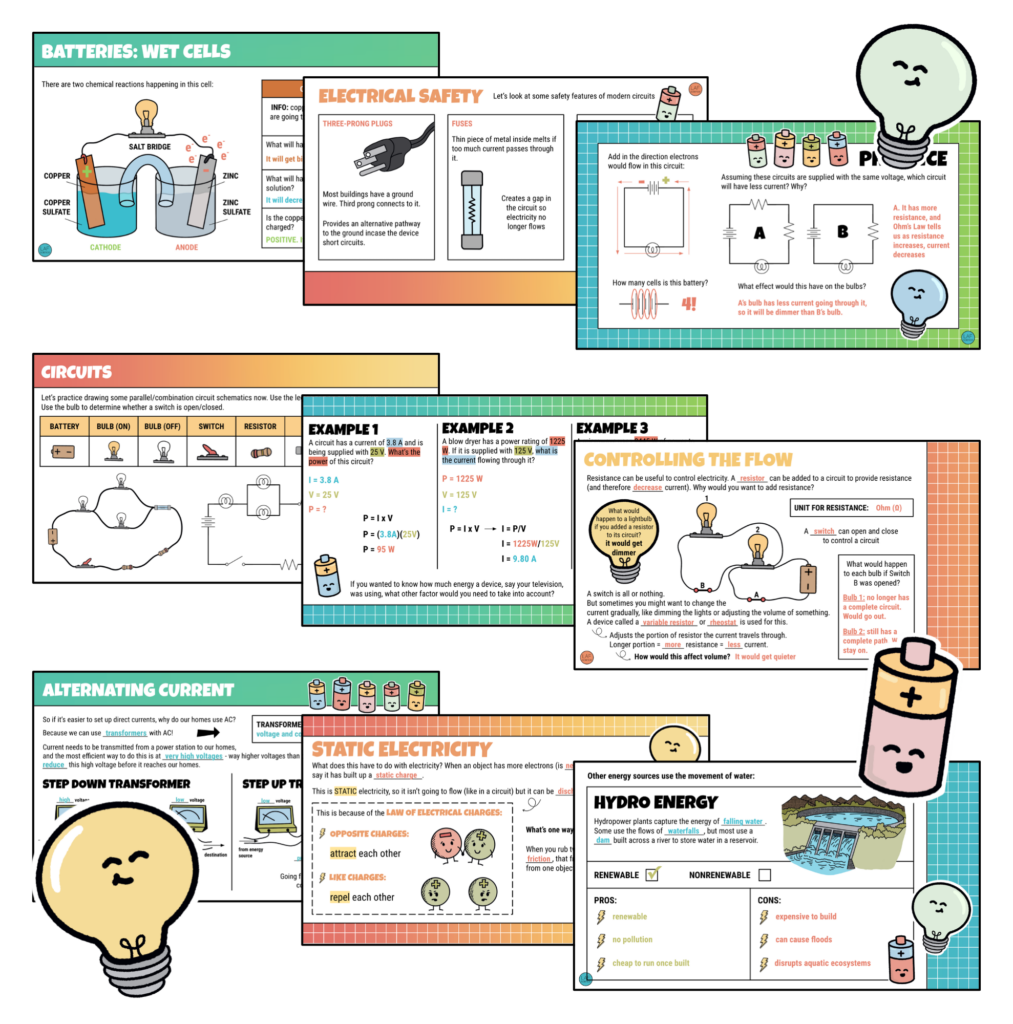 Electricity Unit Pack Notes & Practice (Alberta Science 9 Curriculum ...