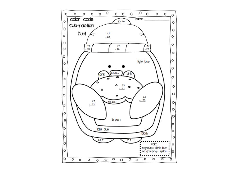 Two and Three Digit Subtraction Regrouping and No Regrouping Practice ...