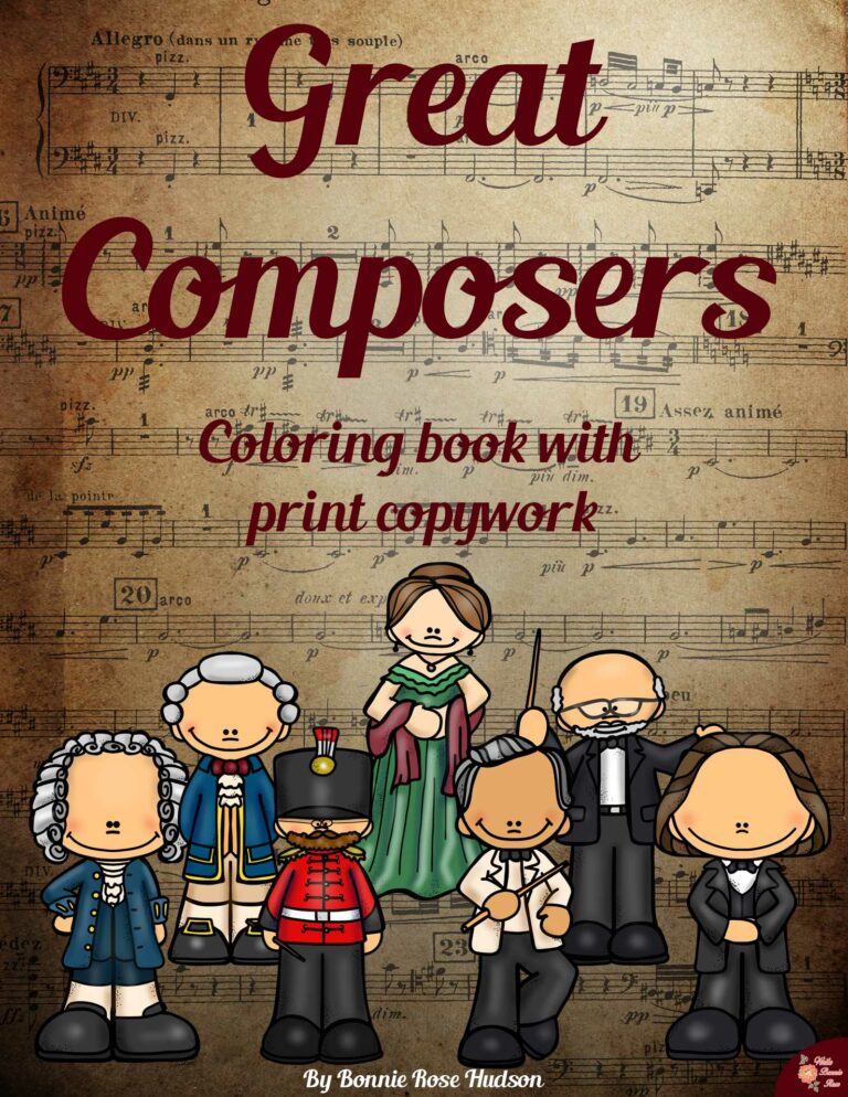 Great Composers Coloring Book with Print Copywork | Made By Teachers