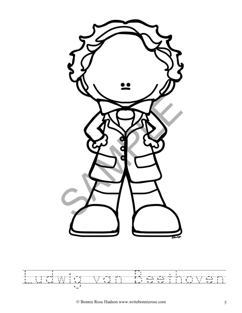 Great Composers Coloring Book with Print Copywork | Made By Teachers