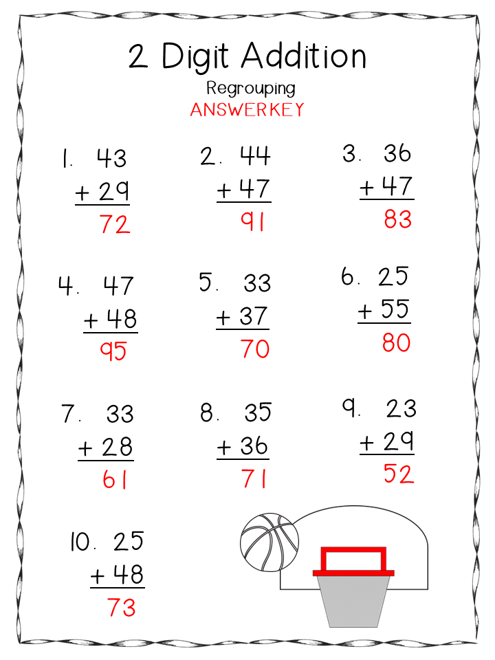 Two-Three Digit Addition Regrouping and No Regrouping Practice ...