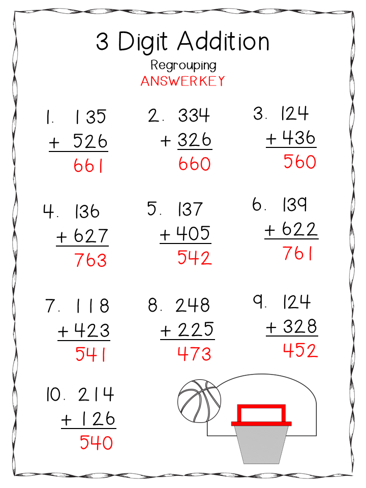Two-Three Digit Addition Regrouping and No Regrouping Practice ...