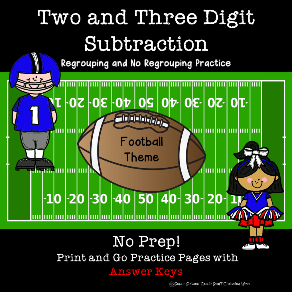 Two and Three Digit Subtraction Regrouping and No Regrouping: Football ...