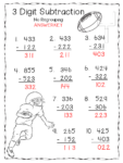 Two and Three Digit Subtraction Regrouping and No Regrouping: Football ...