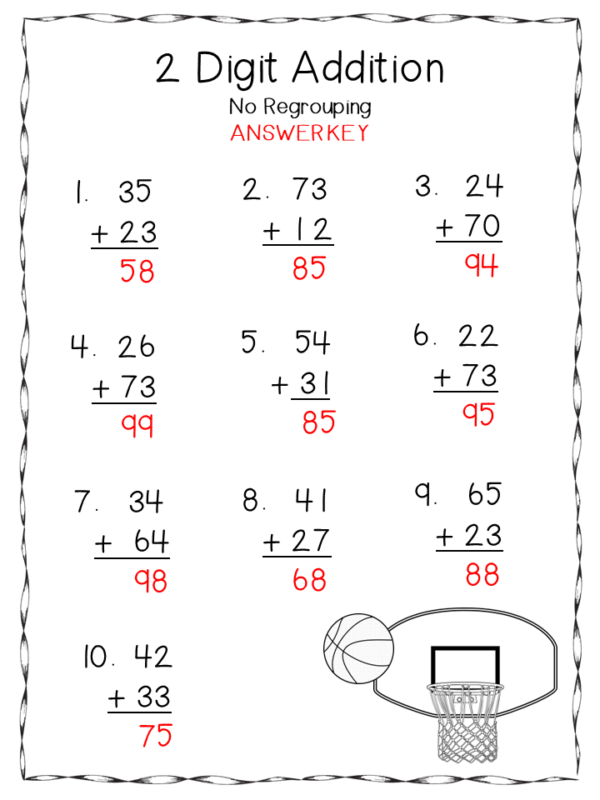 Two and Three Digit Addition-Regrouping and No Regrouping Practice ...