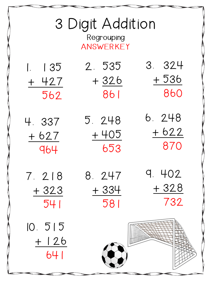 Two and Three Digit Addition-Regrouping and No Regrouping Practice ...