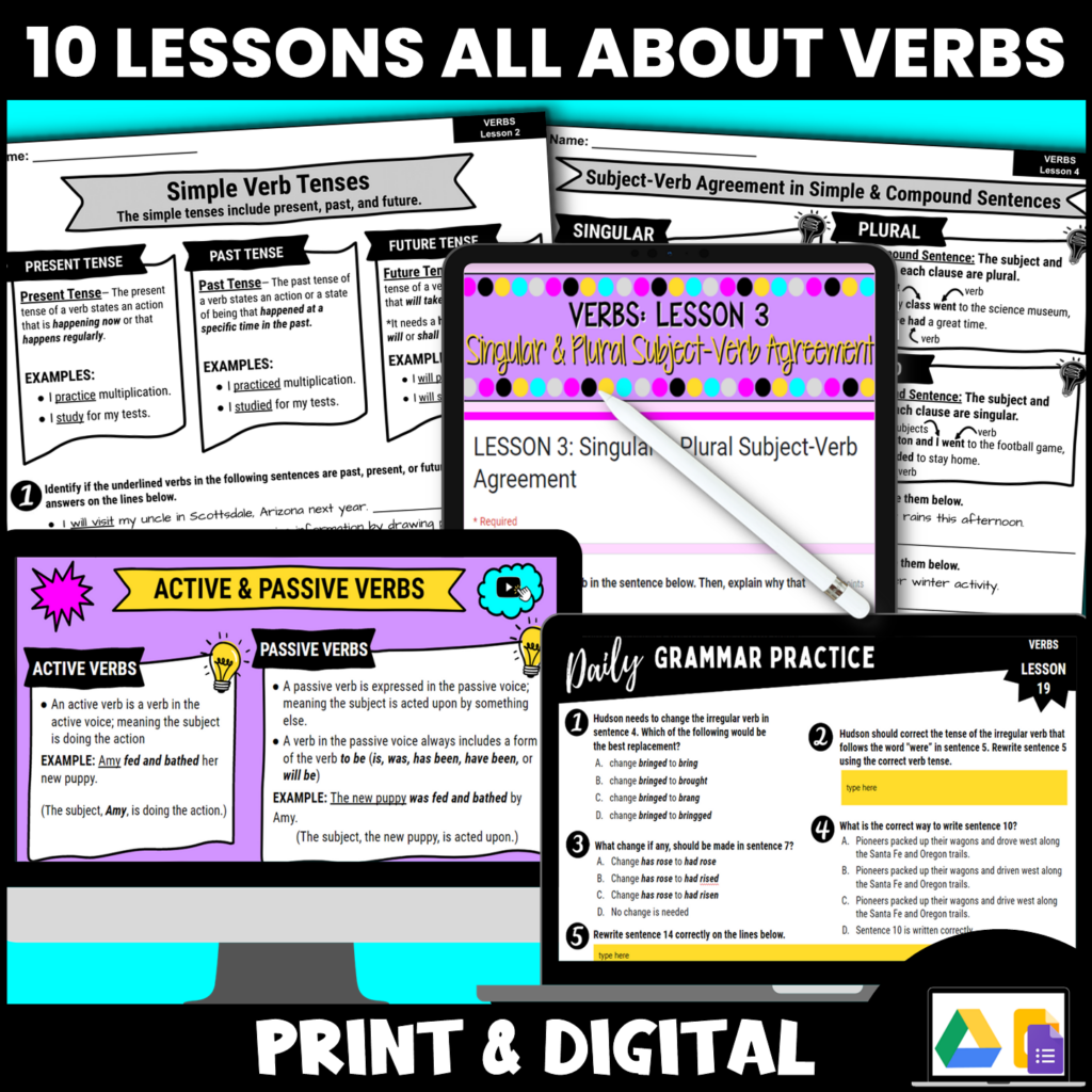 Verbs Daily Grammar Practice and Revise and Edit Passages for Upper ...