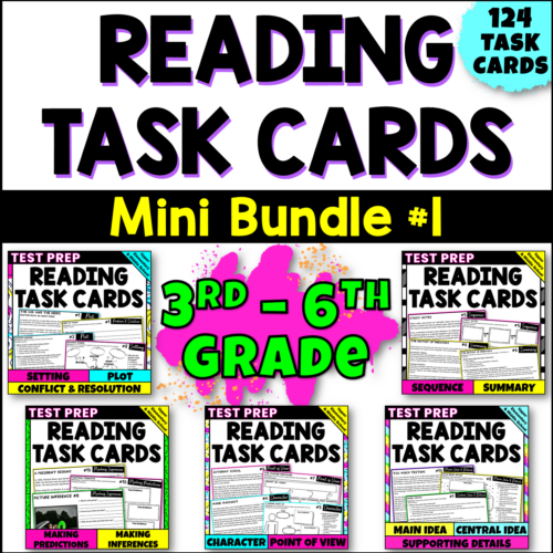 Reading Comprehension Task Cards for 3rd-6th Grade Test Prep MINI ...