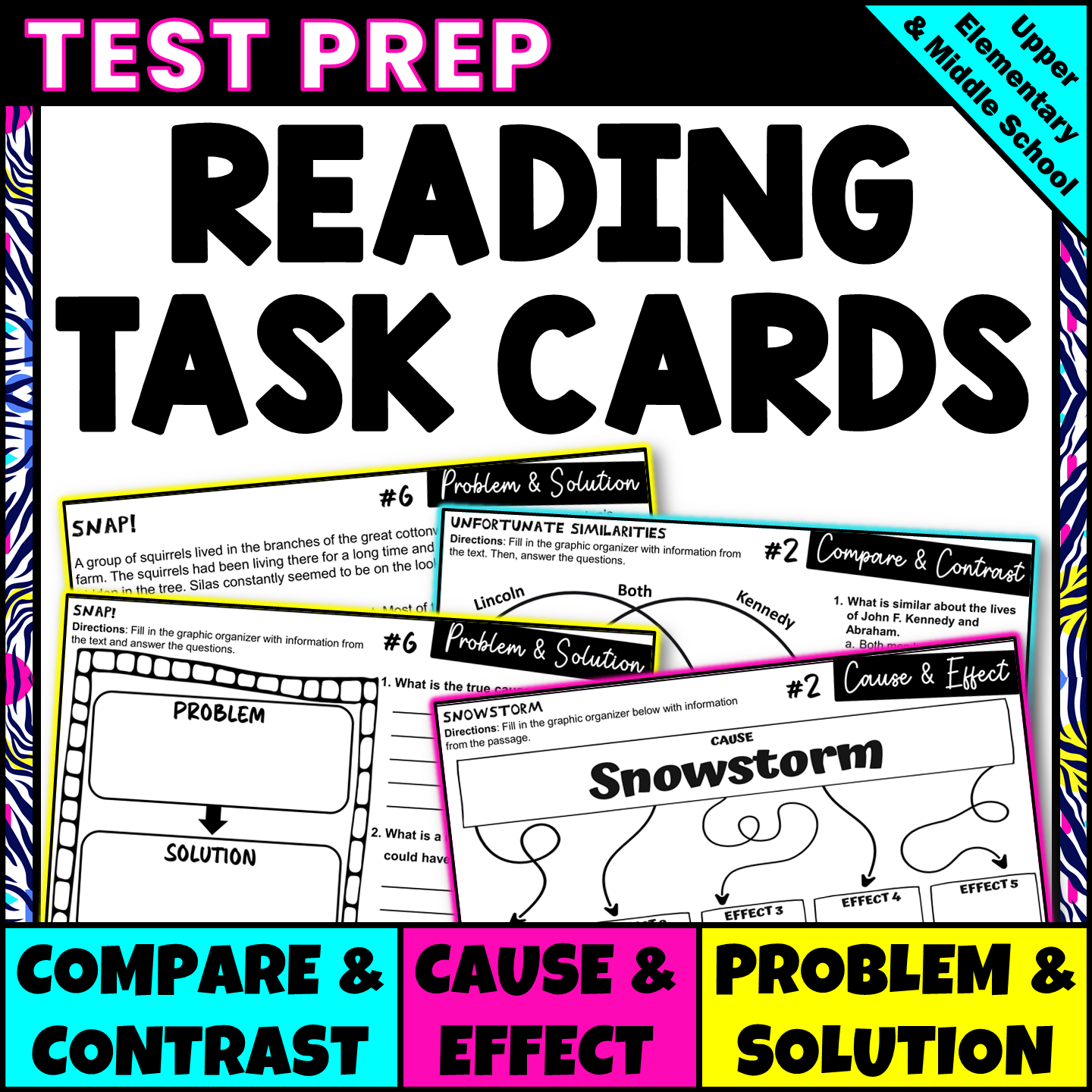 Problem & Solution, Cause & Effect, and Compare & Contrast Reading Task ...