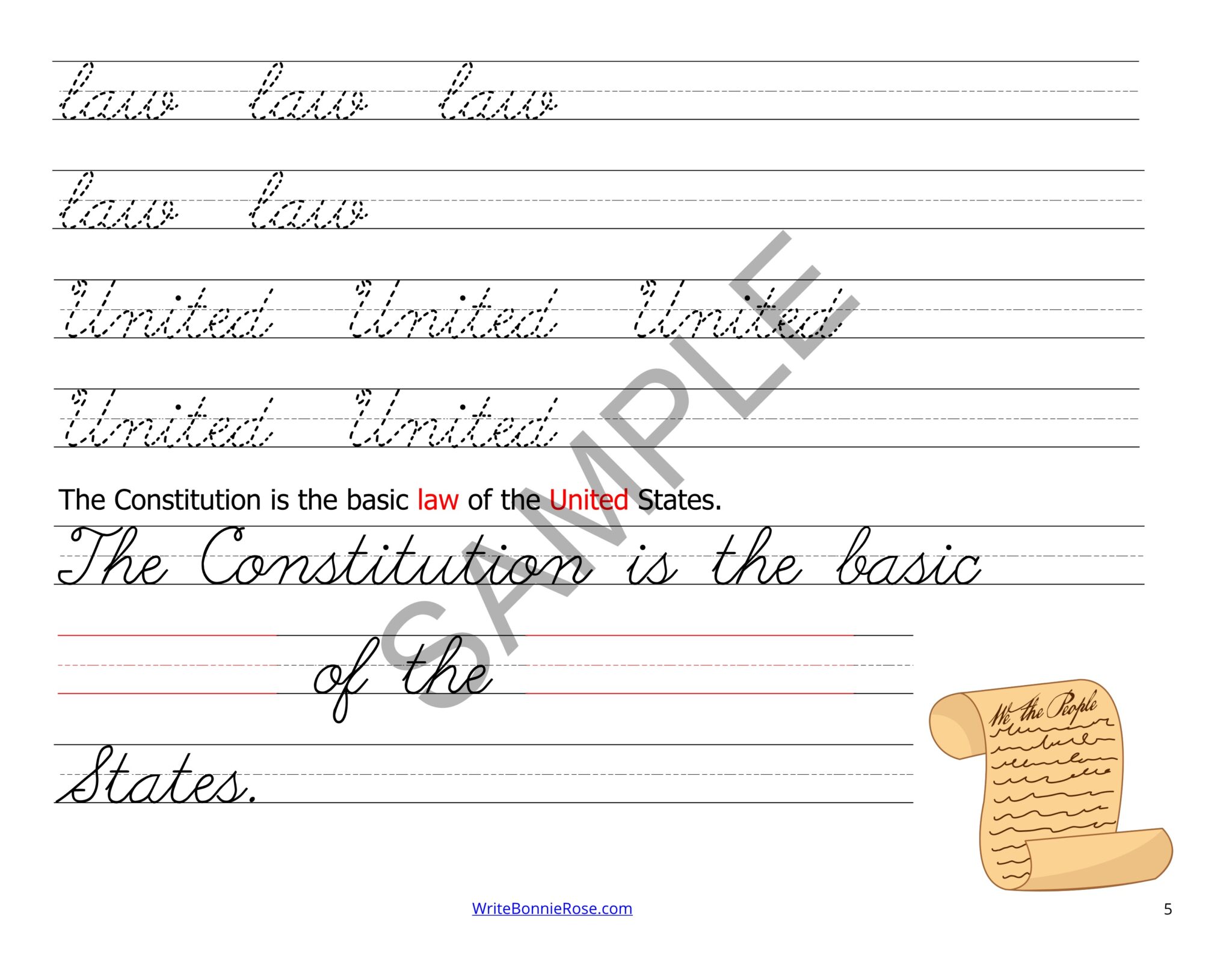 Handwriting Practice with American Symbols: Cursive | Made By Teachers