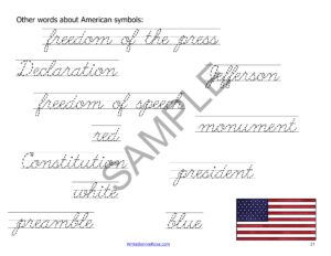 Handwriting Practice with American Symbols: Cursive | Made By Teachers
