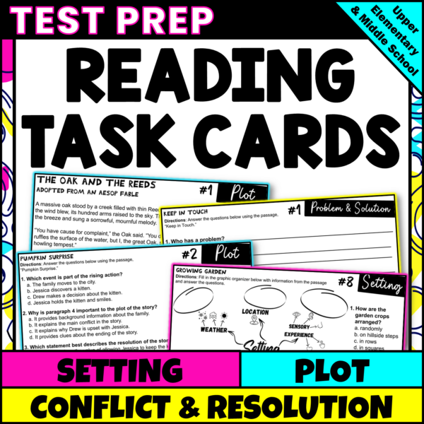 Setting and Plot Reading Comprehension Task Cards for 3rd-6th Grade ...