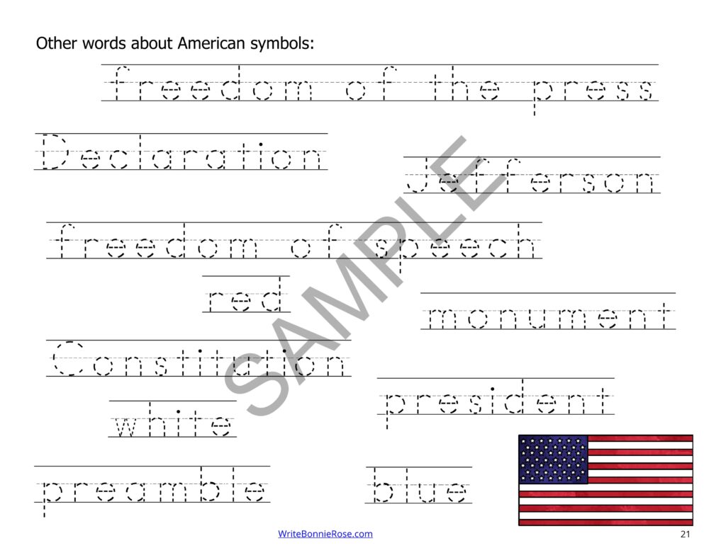 Handwriting Practice with American Symbols: Print | Made By Teachers